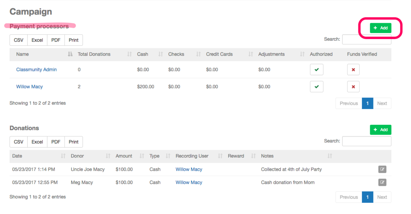 Managing Campaign Donation Processors | Classmunity